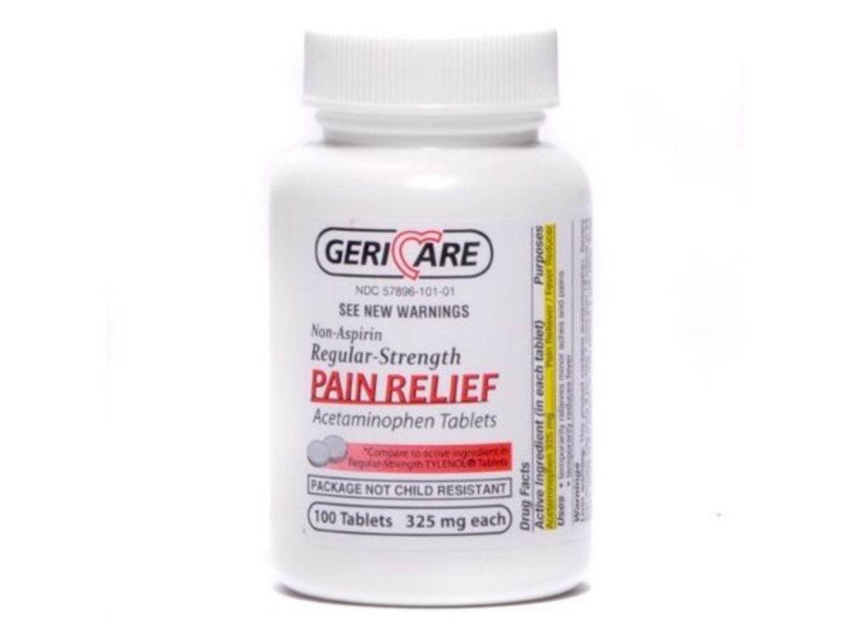 GeriCare Acetaminophen (Generic Tylenol) Pain Relief 325 mg 100 Tablet ...